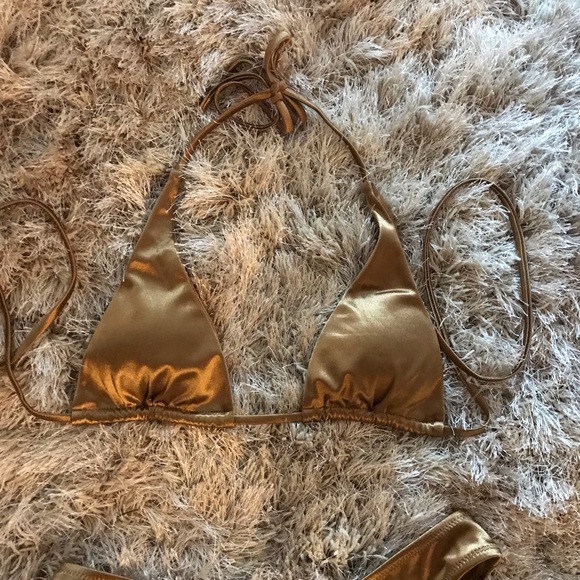 Swim | Metallic Bronze High Cut Bikini Nwt | Poshmark